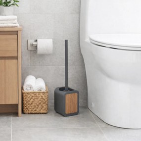 WC kartáč Tempesti, šedá/s dřevěnými prvky