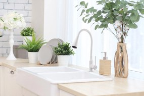 Invena Hula, vysoká dřezová baterie 2-funkční, bílá, INV-BZ-85-P02-L