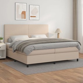 Box spring postel s matrací cappuccino 200 x 200 cm umělá kůže,  3142748