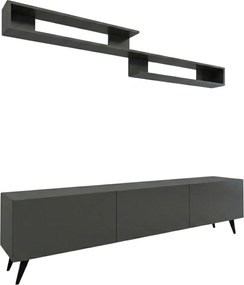 TV stolek MIYA 150 cm s nástěnnou policí, antracitový
