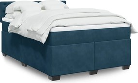 Box spring postel s matrací modrá 160 x 200 cm samet 3288670
