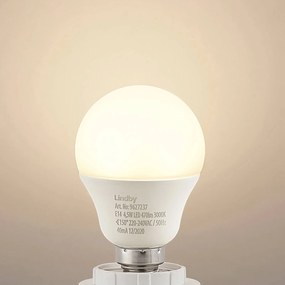 Kapková LED žárovka Lindby E14 G45 4,5W 3 000K opal