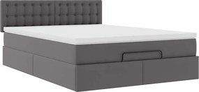 Osmanský postel s matracemi&amp;LED šedá 140x190cm umělá kůže 3312155