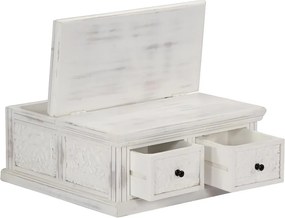 Konferenční stolek bílý 70x70x30 cm masivní mangovníkové dřevo 249872