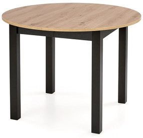 Stůl rozkládaný kulatý 102 Neryt - Dub artisan / Černý
