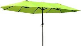 Outsunny Dvojitý Slunečník 455 x 265 cm, UV Ochrana Slunečník s Ručním Kolečkem, Patrový Plážový Větruodolný Slunečník pro Pláž, Balkon a Zahradu, Zel