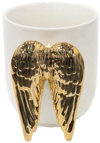 Bílý keramický hrnek se zlatými křídly Wings - 11*9*10 cm