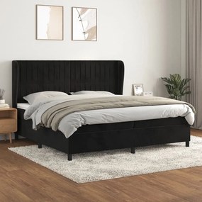 Box spring postel s matrací černá 200x200 cm samet