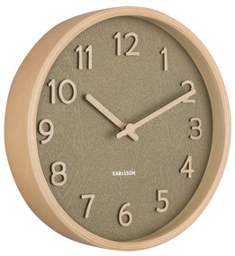 Nástěnné hodiny ze dřeva Pure 22 cm S mechově zelené Karlsson