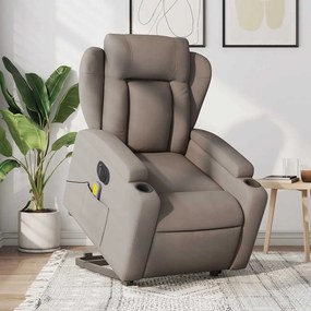 Elektrické zvedací masážní polohovací křeslo taupe textil 3204526