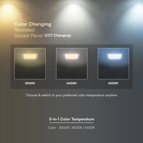 LED Solution Bílý vestavný LED panel hranatý 220 x 220mm 18W CCT Economy+ 104866