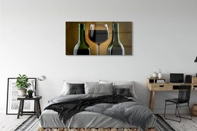 akrylový obraz 2 láhve sklenice na víno 125x50 cm