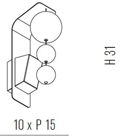 Metal Lux 252.111.02 Bolero, luxusní nástěnné svítidlo, 3 kuličky bílého skla, 1x10W GU10, výška 57cm