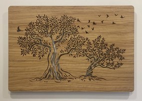 Li-Go "Dvě olivy" světelný obraz 230V 90x62cm provedení povrchu: dub světlý