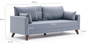 Světle modrá rozkládací pohovka 208 cm Bella – Balcab Home