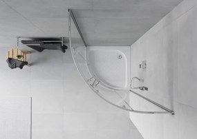 Mexen Rio půlkruhový sprchový kout 70 x 70 cm, transparentní, chrom + sprchová vanička, bílá - 863-070-070-01-00-4710