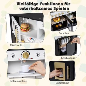 Costway Dětská kuchyňka se světlem a zvukem dřevěná kuchyňka