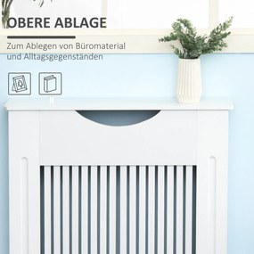 HOMCOM Kryt Radiátoru 78x19x82 cm Moderní MDF Kryt Radiátoru se Skladem Zatížení 10 kg a Protipádovým Zařízením pro Obývací Pokoj Ložnici Bílý