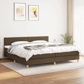 Box spring postel s matrací tmavě hnědá 200x200 cm textil,  3140484