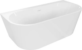 Mexen Oval+ volně stojící vana ke zdi 170 x 80 cm, bílá, bílý přepad - 52681708000-20
