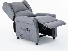 TV křeslo ušák STILO PLUS s elektrickým polohováním — látka, šedá, nosnost 130 kg
