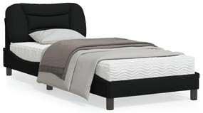 vidaXL Rám postele s LED osvětlením černý 90 x 200 cm textil