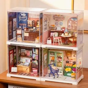 RoboTime 3D dřevěná skládačka miniatura domečku mini Prodejna ovoce a