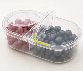 dóza na potraviny, 2 přihrádky, s víkem, plast, 6x17,5x9 cm, průhledná, Dekorino DP20260017