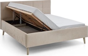 Béžová čalouněná dvoulůžková postel s úložným prostorem s roštem 180x200 cm Nova – Meise Möbel