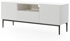 TV stolek Nicole 150 cm s výklenkem - bílý mat / černé nožky
