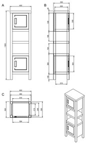 Koupelnová skříňka vysoká Naturel Country 40x130x30 cm, palisandr, COUNTRYV40LPPA