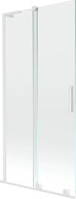 Mexen Velar L, 2-křídlová posuvná vanová zástěna 95 x 150 cm, 8mm čiré sklo, bílý profil, 896-095-003-01-20