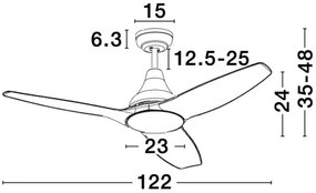 Stropní ventilátor Samoa 12.2 černé s dálkovým ovládáním