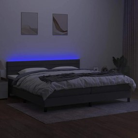 Box spring postel s matrací a LED tmavě šedá 200x200 cm textil 3133262