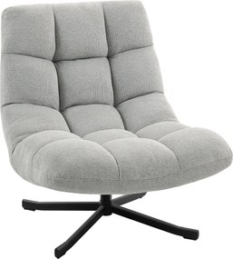 HOMCOM Otočné křeslo lounge s širokým sedákem, voděodpudivá chenille úprava, zkřížené ocelové nohy, světle šedá