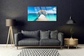 Obraz na skle Moře Most Architektura 125x50 cm