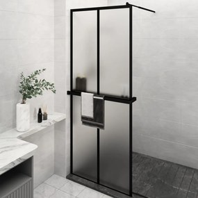 Zástěna do průchozí sprchy s policí černá 80x195 cm ESG/hliník,  3185446