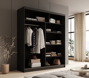 ADRK Furniture Posuvná skříň s zrcadlem Nico 180 ADRK-SW-NIC-180-BW