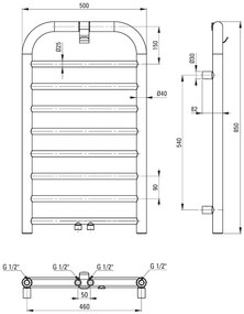 Deante Silia, koupelnový radiátor 500x850 mm, 335W, zlatá matná, DEA-AGI_RG31