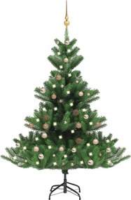 vidaXL Umělý vánoční stromek normandská jedle LED a koule zelený 120cm [3077730] Barva: Růže