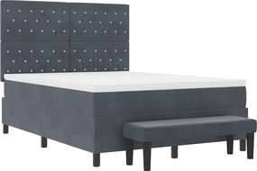 Postel s boxspringem s čelo Tmavě šedá 200 x 160 cm samet 3344457