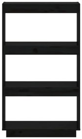 Knihovna / dělicí stěna černá 60 x 35 x 103 cm masivní borovice - Default Title
