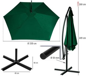 STILISTA Zahradní slunečník, 330 cm, zelený