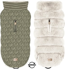 MILK&PEPPER Oboustranný kabát pro psy Candice Khaki Velikost: 26