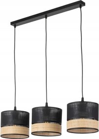 Trojitá černá závěsná lampa s boho lištou Paglia New Black 4769 Tk Lighting