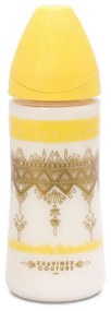 Suavinex Kojenecká láhev silikonová kulatá savička Premium Couture 360 ml Žlutá