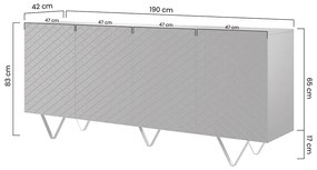 Komoda Scalia 190 cm - černý mat / černé nožky