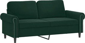 2místná pohovka s polštáři tmavě zelená 140 cm samet 3200947