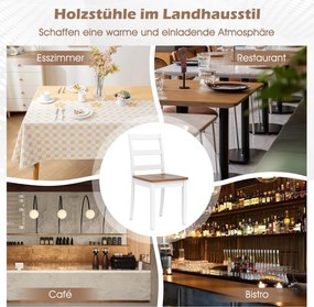 Costway Sada 2 dřevěných jídelních židlí Bezruká kuchyňská židle s nohami