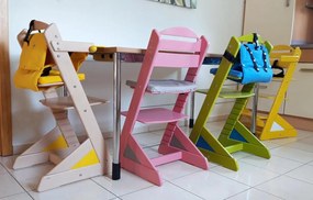 Jitro Dětská rostoucí židle Plus PŘÍRODNÍ VÍCEBAREVNÁ Růžová + růžový podsedák